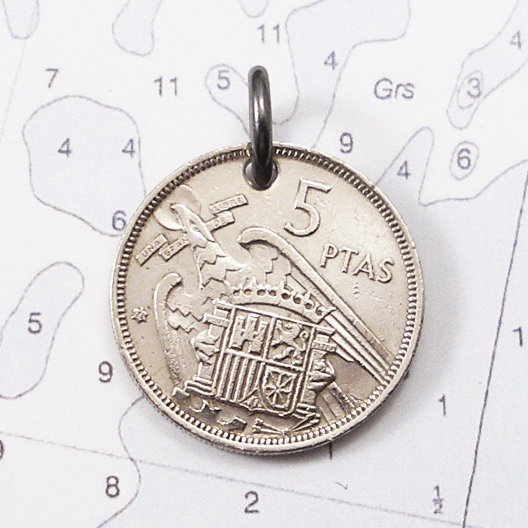 Spain, Vintage Coin Charm -- Kingdoms of Old Spain -- Eagle - Spaniard ...