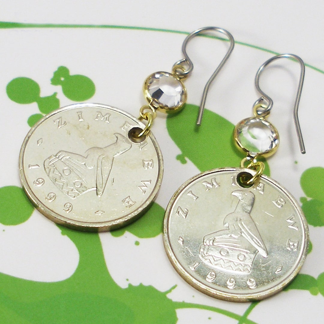 Zimbabwe, Vintage Coin Earrings -- Kingdom of Zimbabwe -- Archeology ...