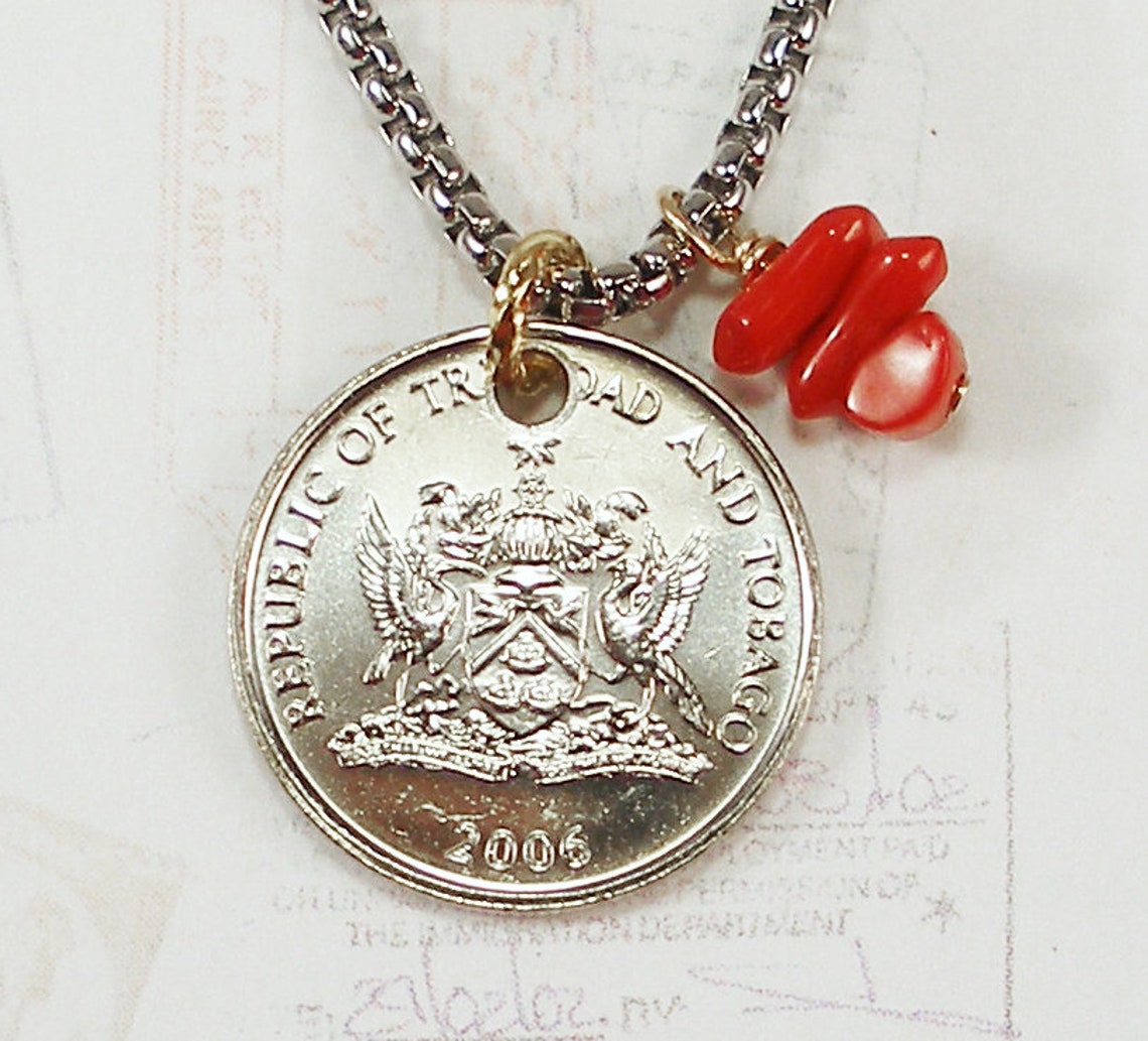 Trinidad and Tobago Authentic Coin Necklace Tropical - Etsy