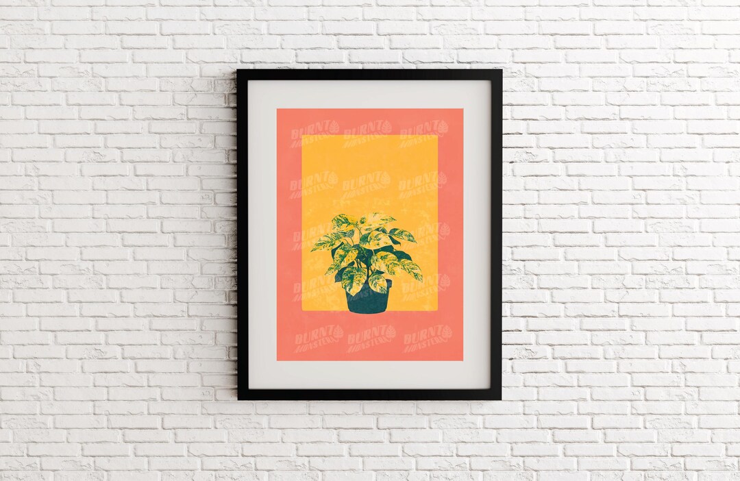 Minimalist Pathos Plant Wall Art, Botanical Print, Modern Indoor Plant ...