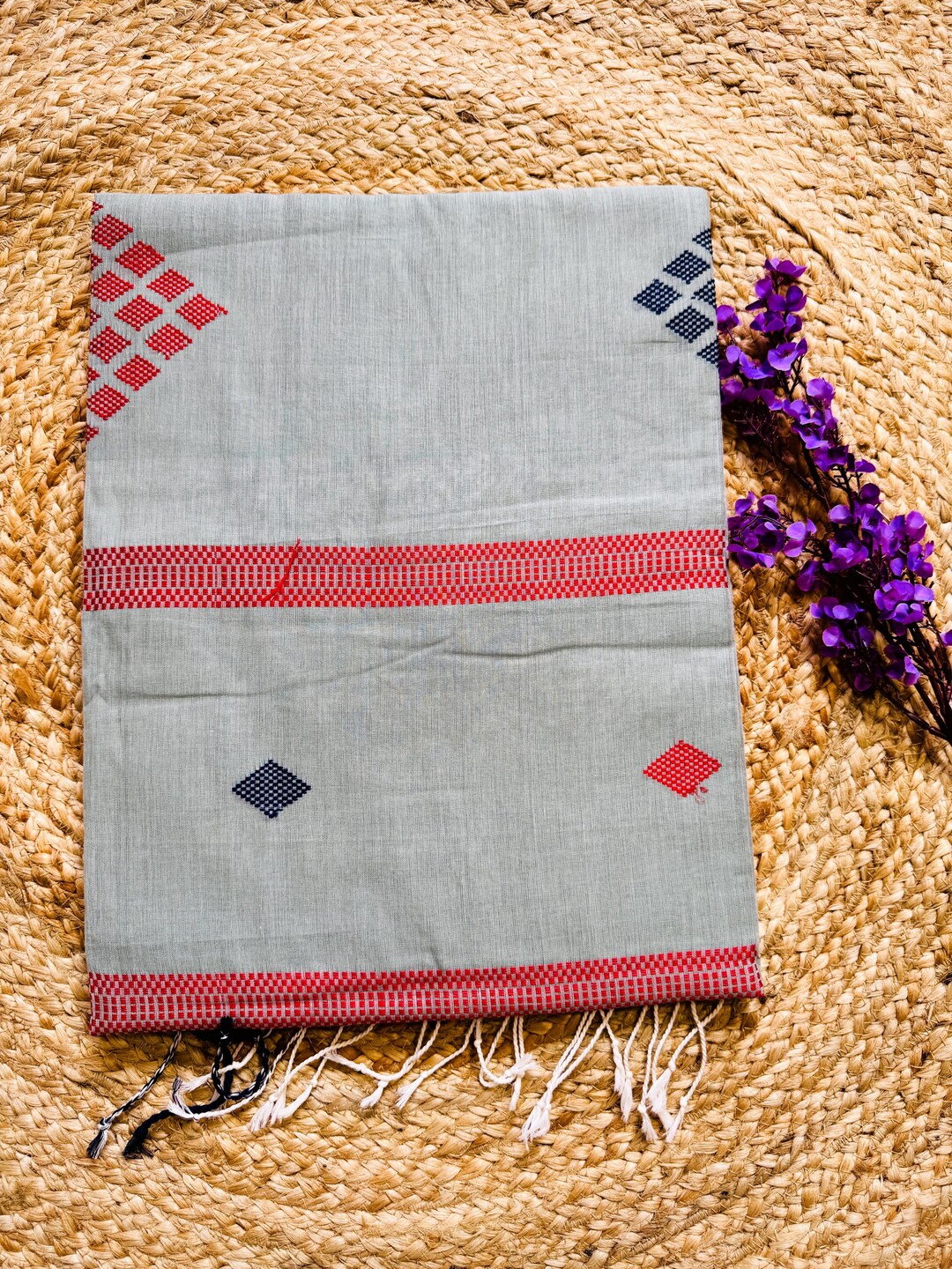 Seafoam Grey Mul Cotton Bengal Muslin Kantha 100% Cotton Handloom Saree ...