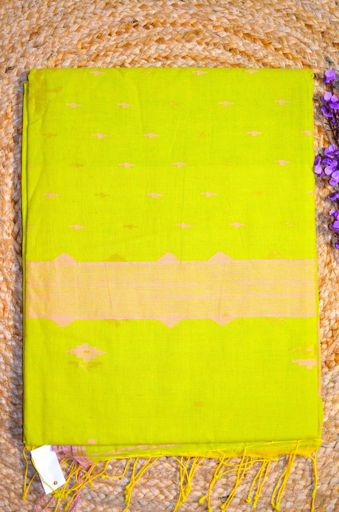 Lemon Green Mul Cotton Bengal Muslin Handloom Saree, Dhakai Jamdani ...