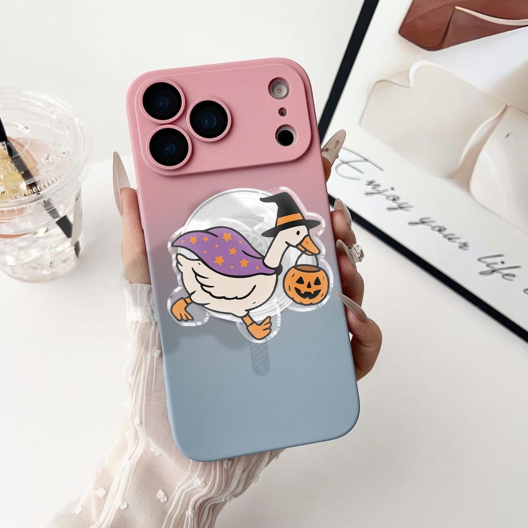 Cute Halloween Goose Phone Grip, Pumpkin Trick or Treat Goose Popsocket ...
