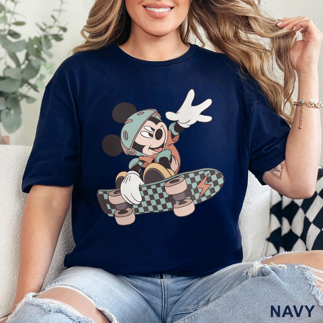 Mickey Mouse Skateboard, Disney Mickey Shirt, Mickey Skateboarding ...