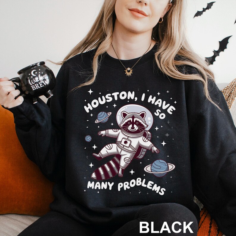 Houston I Have so Many Problems Sweatshirt, Raccoon Meme Sweatshirt ...