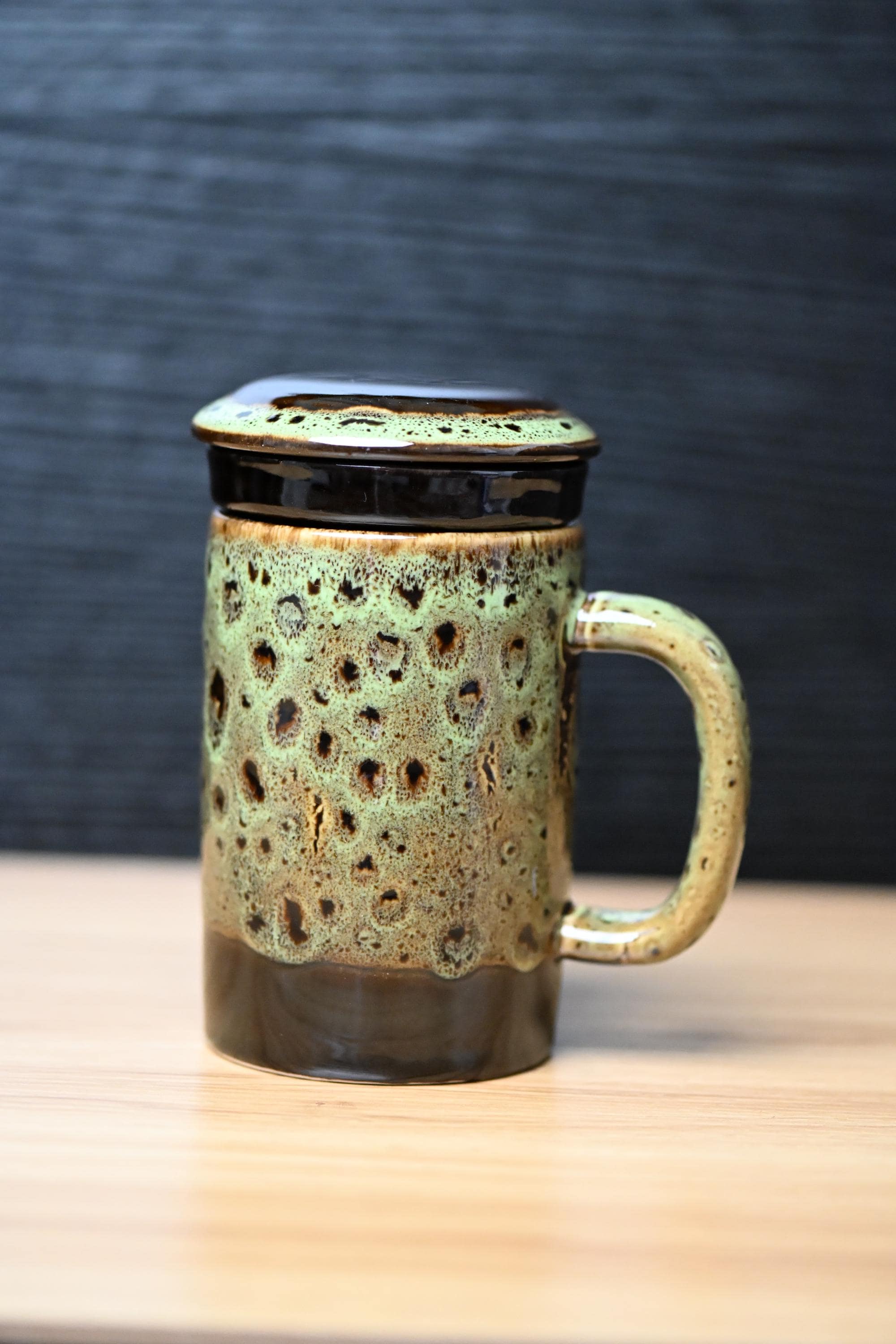 Matcha Glaze - Handmade Ceramic Tea Infuser Mug Set With Lid & Strainer ...