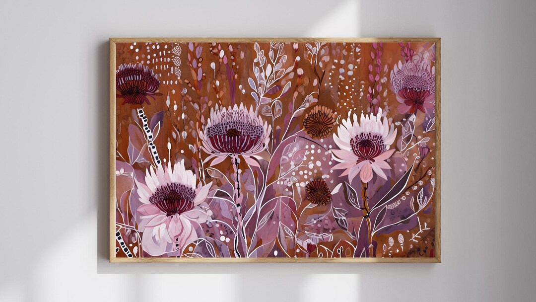 Abstract Australian Native Waratah Floral Art Print, Australian Native ...