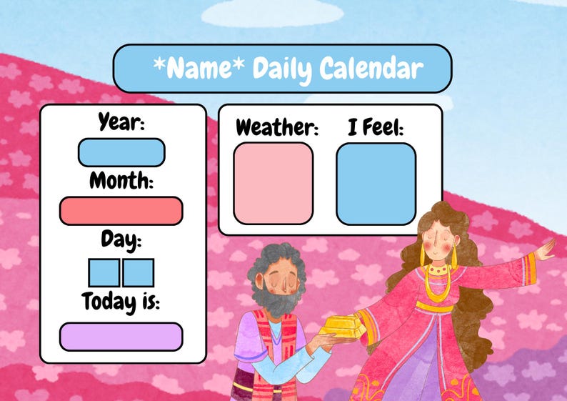 Digital Daily Calendar Template for Kids - Etsy