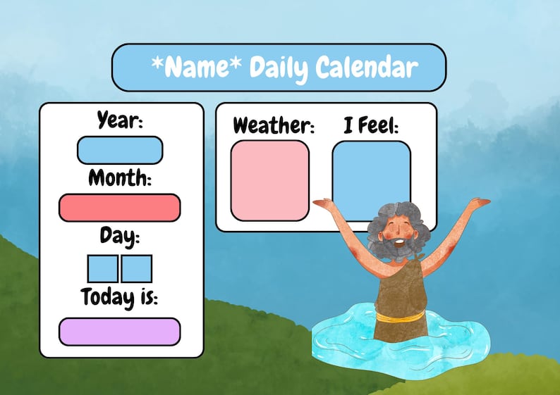 Digital Daily Calendar Template for Kids - Etsy