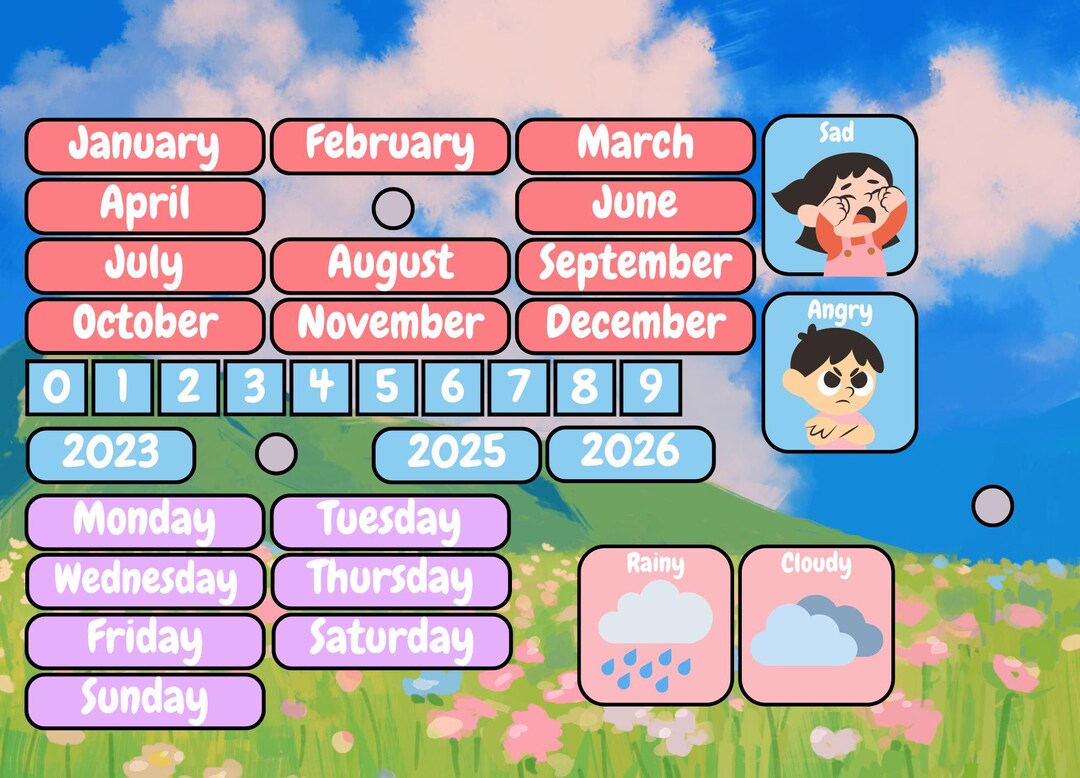 Digital Daily Calendar Template for Kids - Etsy