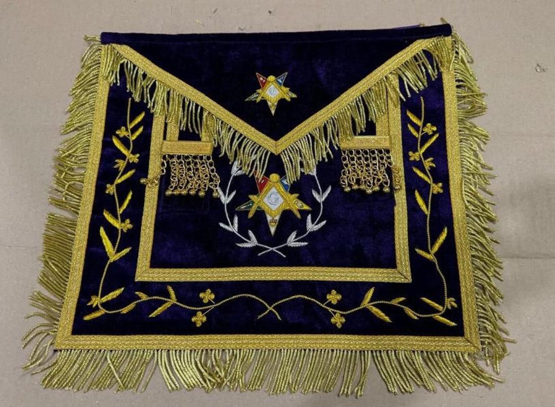 Masonic OES Regalia Apron Hand Embroidered Bullion Made Purple With ...