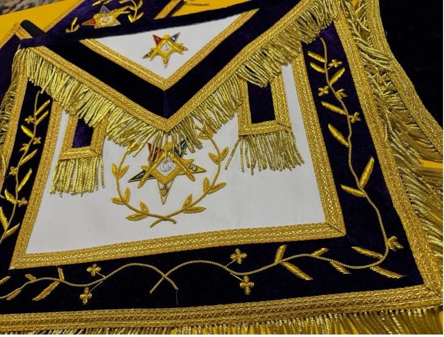 Masonic Regalia Associate Patron Apron Hand Embraided With Collar and ...