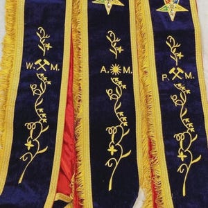 Masonic OES A.M P.M W.M Sash Set of 3 Associate Past Worthy Matron Sash ...