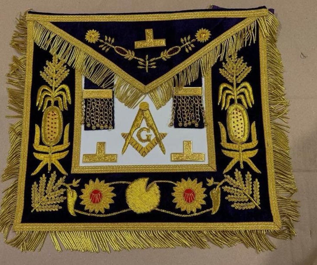 Hand Embraided Masonic Regalia Grand Master Apron Blue and Gold - Etsy