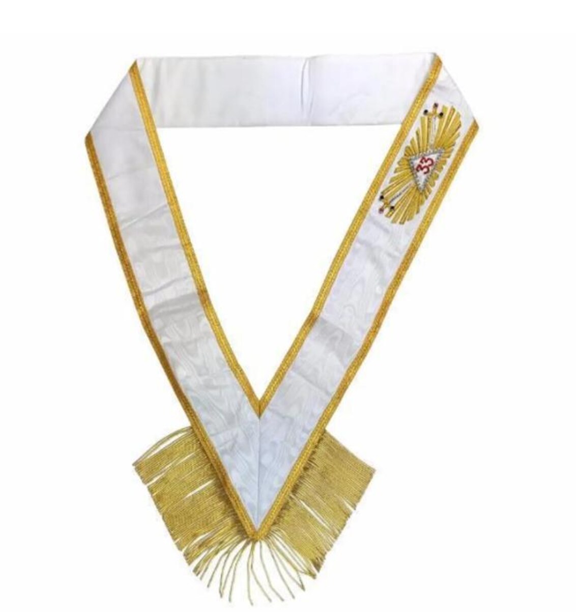 33rd Degree Sash - Gold Fringe & White Ribbon - Etsy