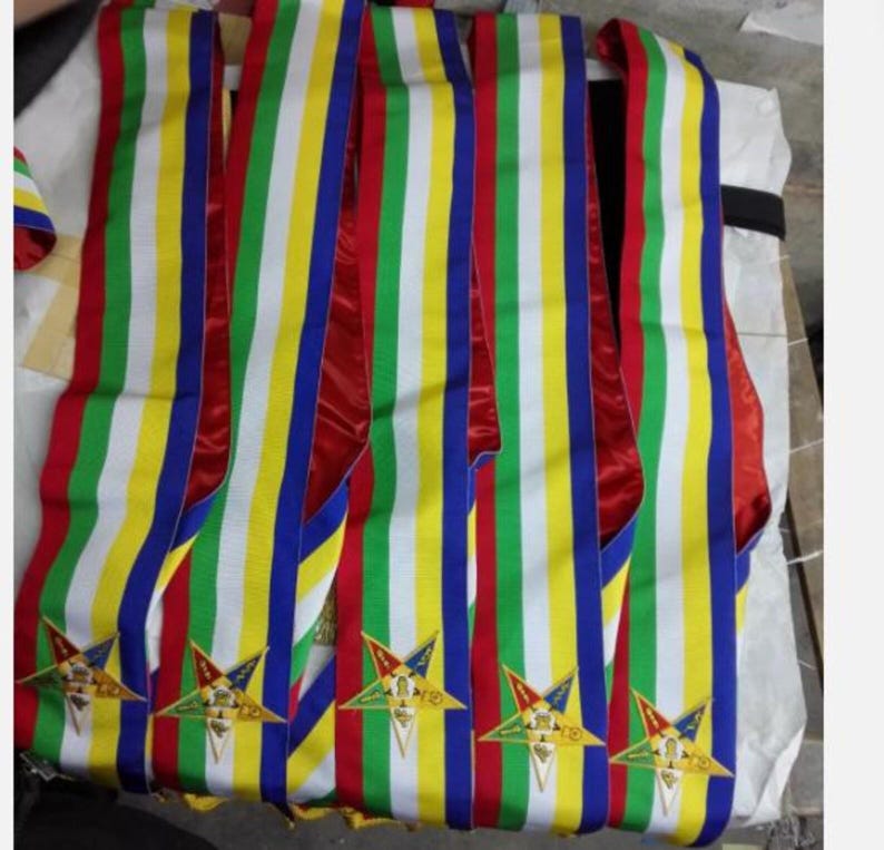 Masonic Order Eastern Star Sash, Oes Sash , Masonic Sashes, 5 Pieces ...