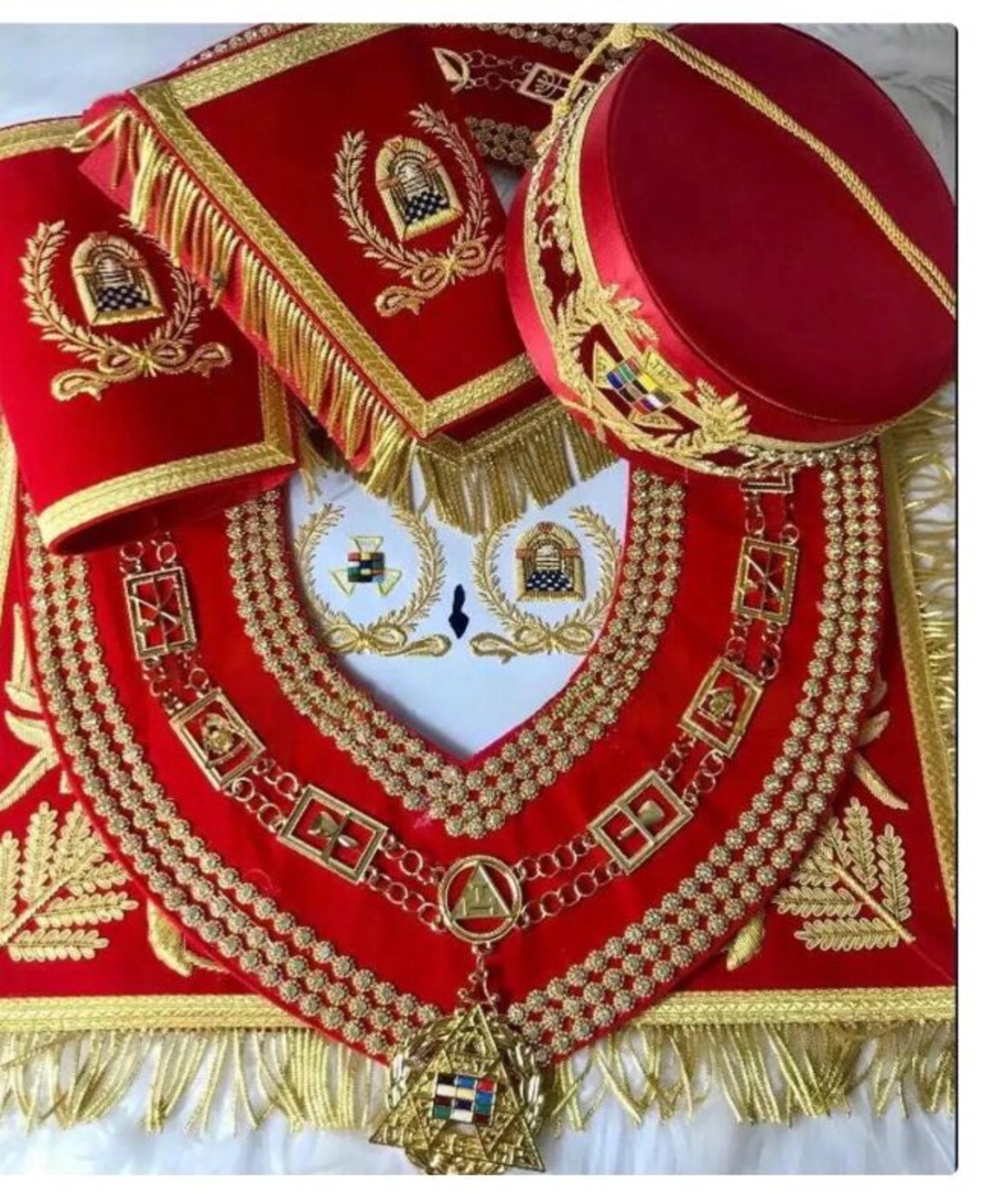 Royal Arch Grand Past High Priest PHP Apron Set Hand Embraided With ...