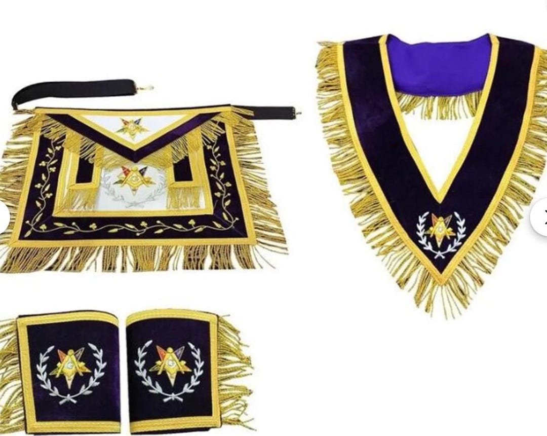 Masonic Regalia Grand Patron Officer Apron Collar Cuffs One Set Hand ...