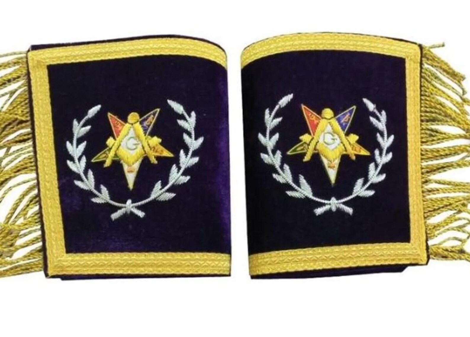 Masonic Regalia Grand Patron Officer Apron Collar Cuffs One Set Hand ...