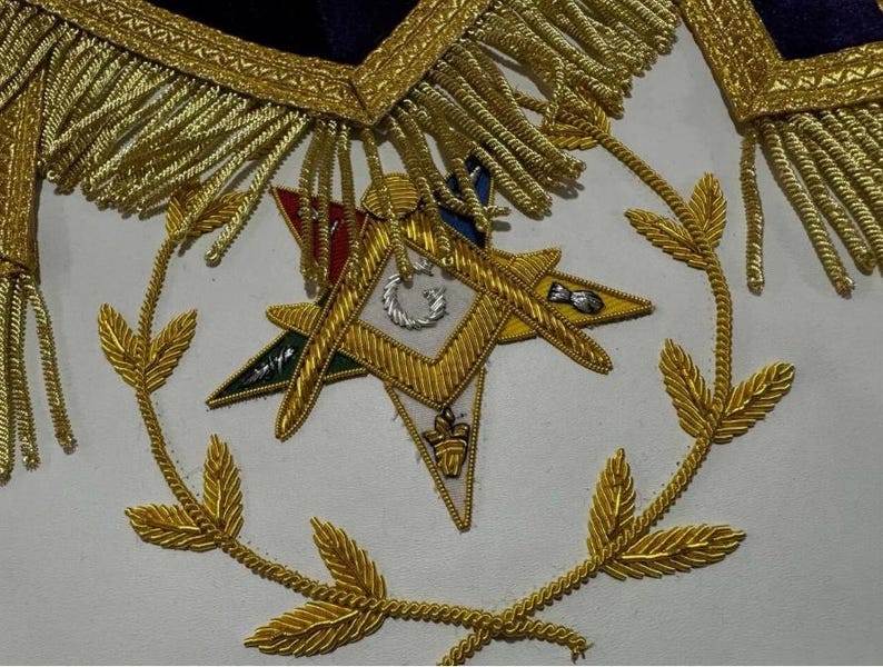 Masonic Regalia Associate Patron Apron Hand Embraided With Collar and ...