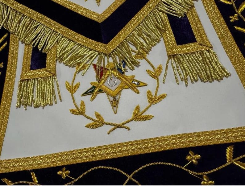 Masonic Regalia Associate Patron Apron Hand Embraided With Collar and ...