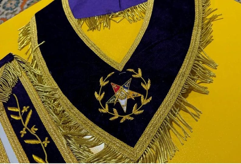 Masonic Regalia Associate Patron Apron Hand Embraided With Collar and ...