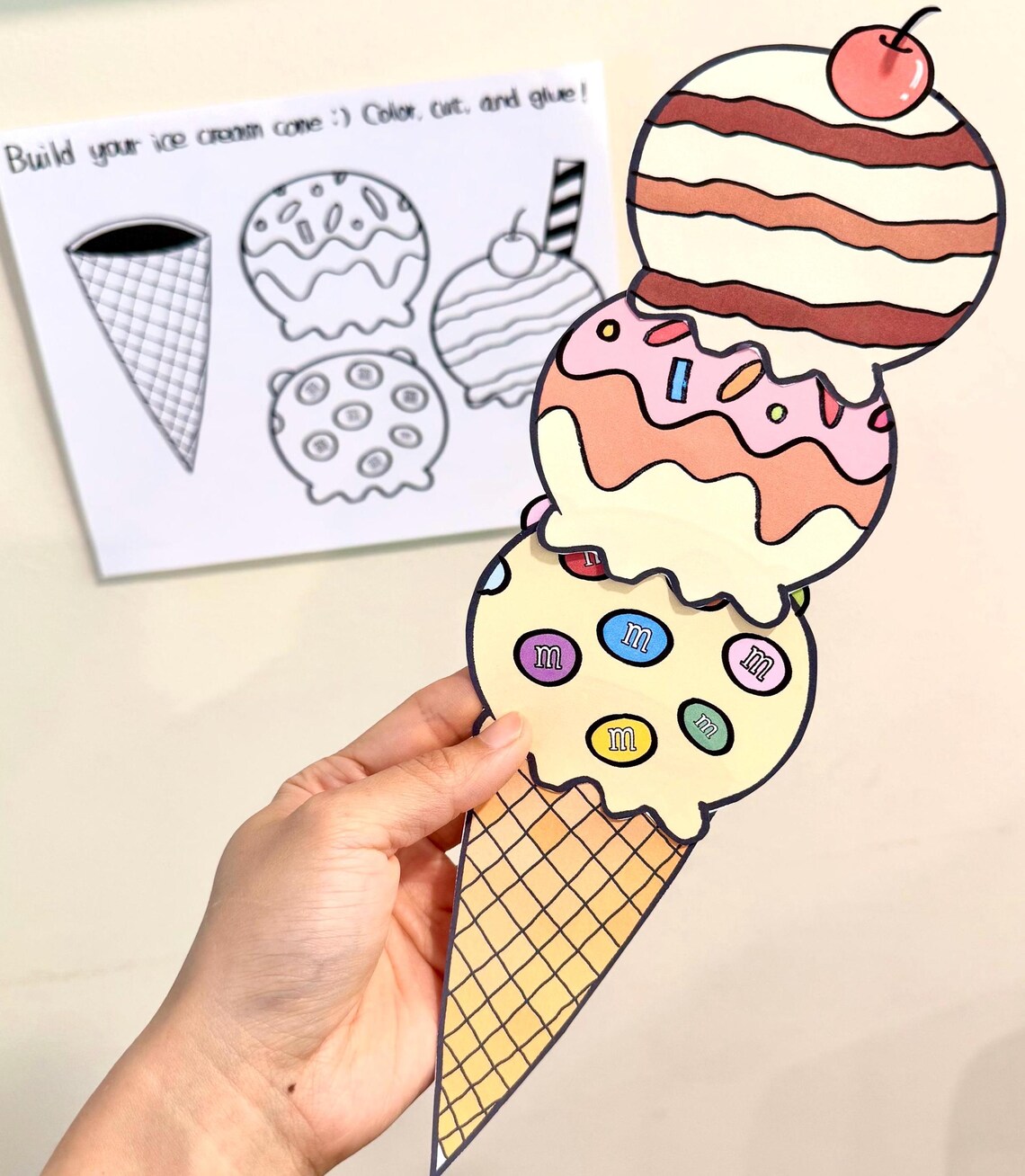 Ice Cream Cone Coloring Page: Summer Activity Craft (printable Digital ...