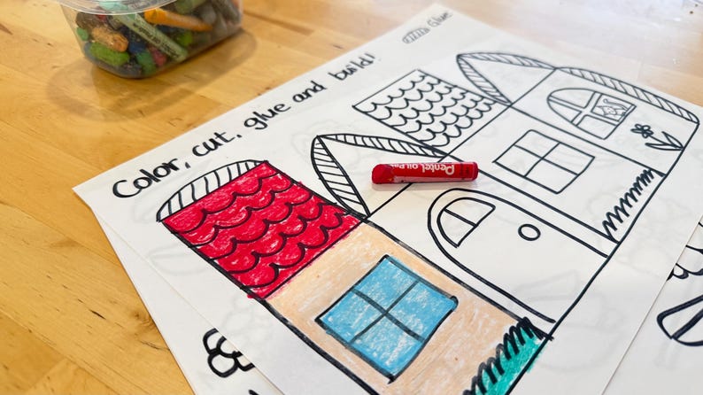 Easy 3D House Craft Printable (colored and Black & White) - Etsy