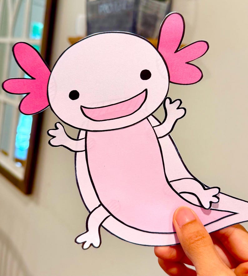 Build an Axolotl Craft Printable - 3D Paper Pet Template With Coloring ...