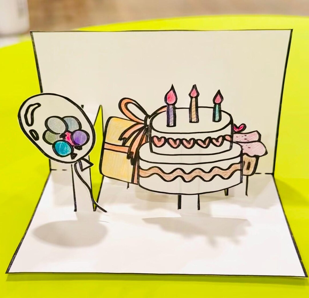 DIY Pop-up Birthday Card Coloring Pages – Printable Paper Craft ...