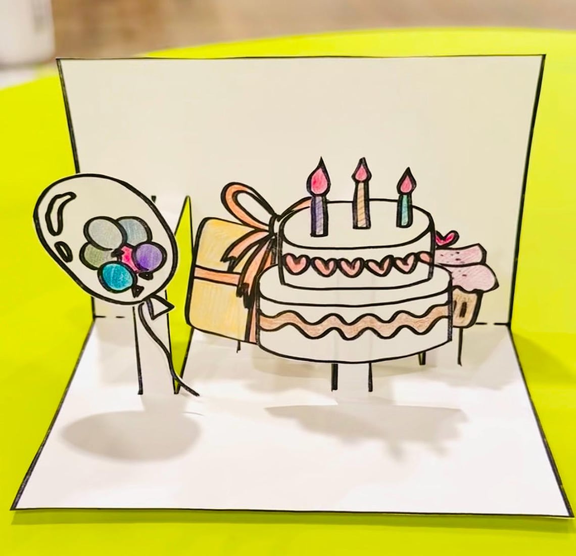 DIY Pop-up Birthday Card Coloring Pages – Printable Paper Craft ...