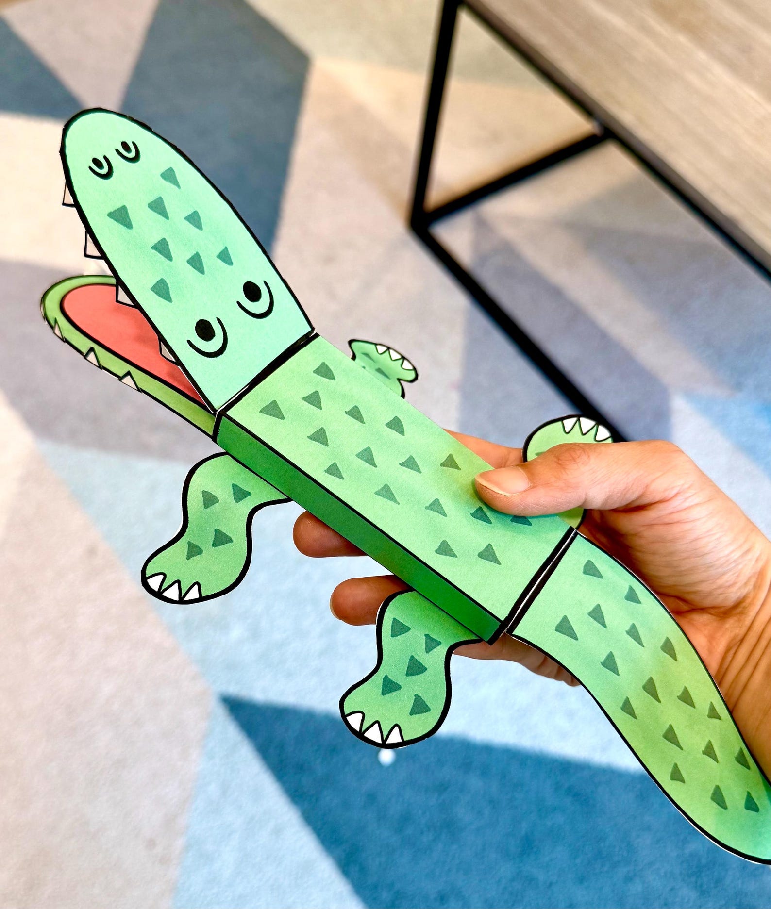 Build an Alligator With Feedable Fish – 3D Crocodile Coloring Printable ...