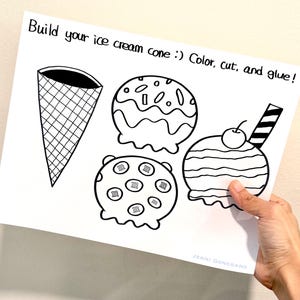Ice Cream Cone Coloring Page: Summer Activity Craft (printable Digital ...