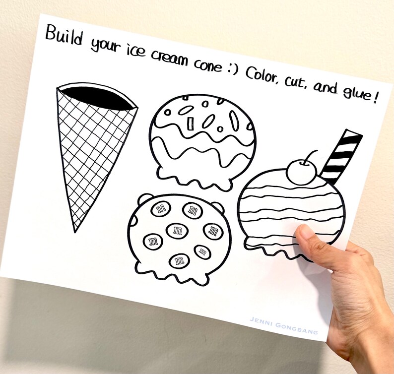 Ice Cream Cone Coloring Page: Summer Activity Craft (printable Digital ...