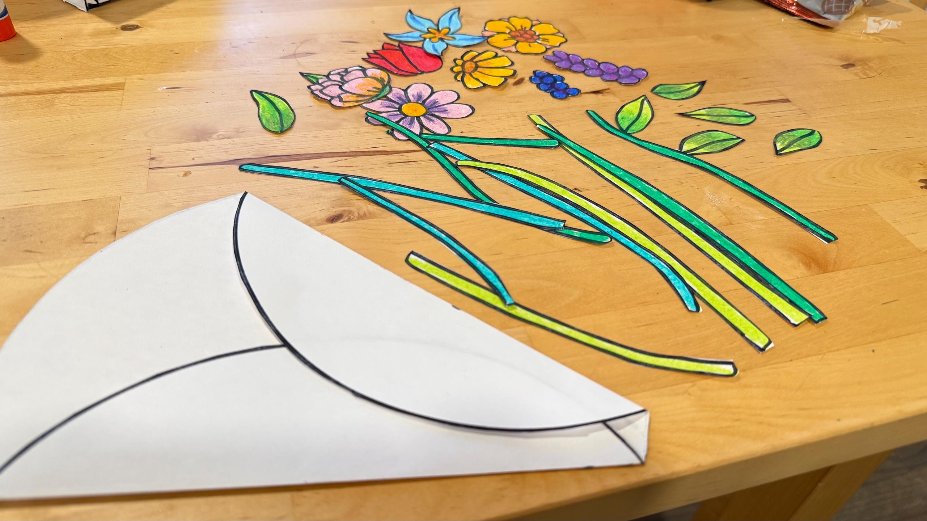 Build a Flower Bouquet Paper Craft & Coloring Printables - Fun Spring ...