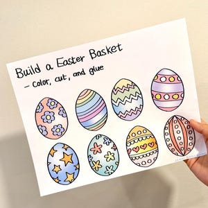 Build an Easter Basket & Eggs Craft Printable Coloring Page - Fun ...