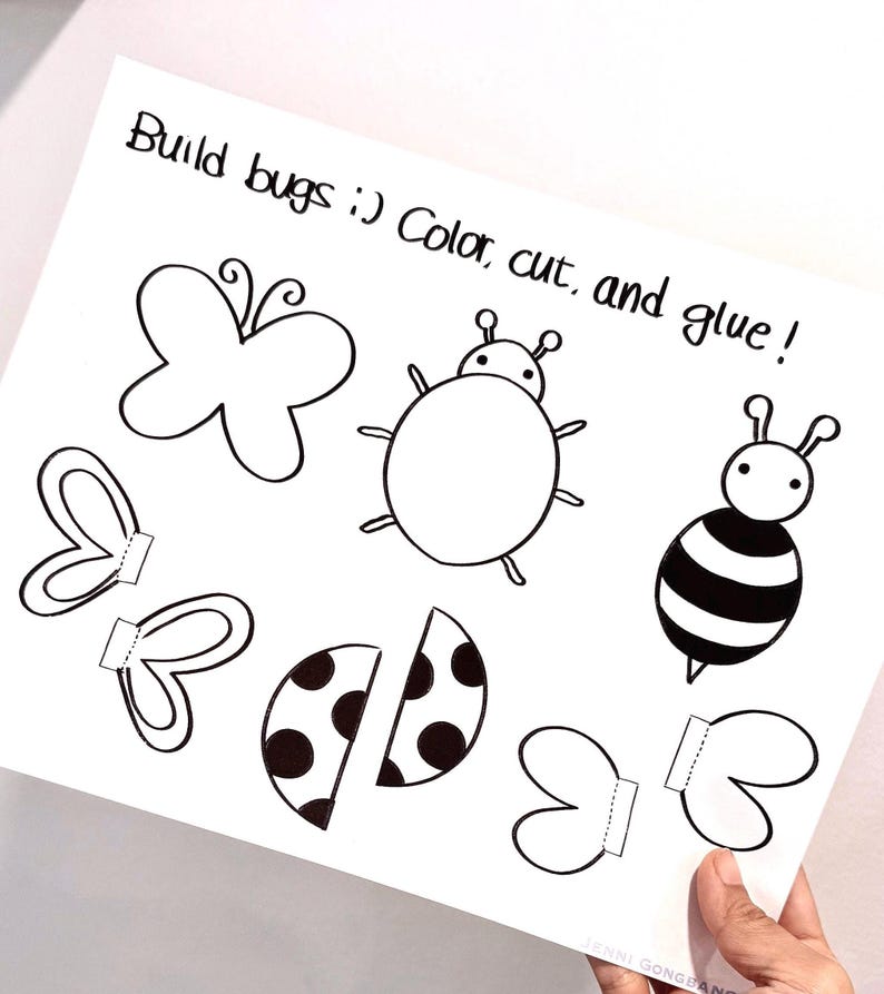 Build a Bug Craft Printable | Coloring Activity Sheet for Butterfly ...
