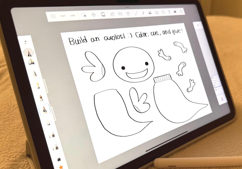 Build an Axolotl Craft Printable - 3D Paper Pet Template With Coloring ...