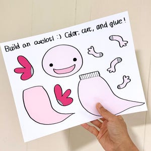 Build an Axolotl Craft Printable - 3D Paper Pet Template With Coloring ...