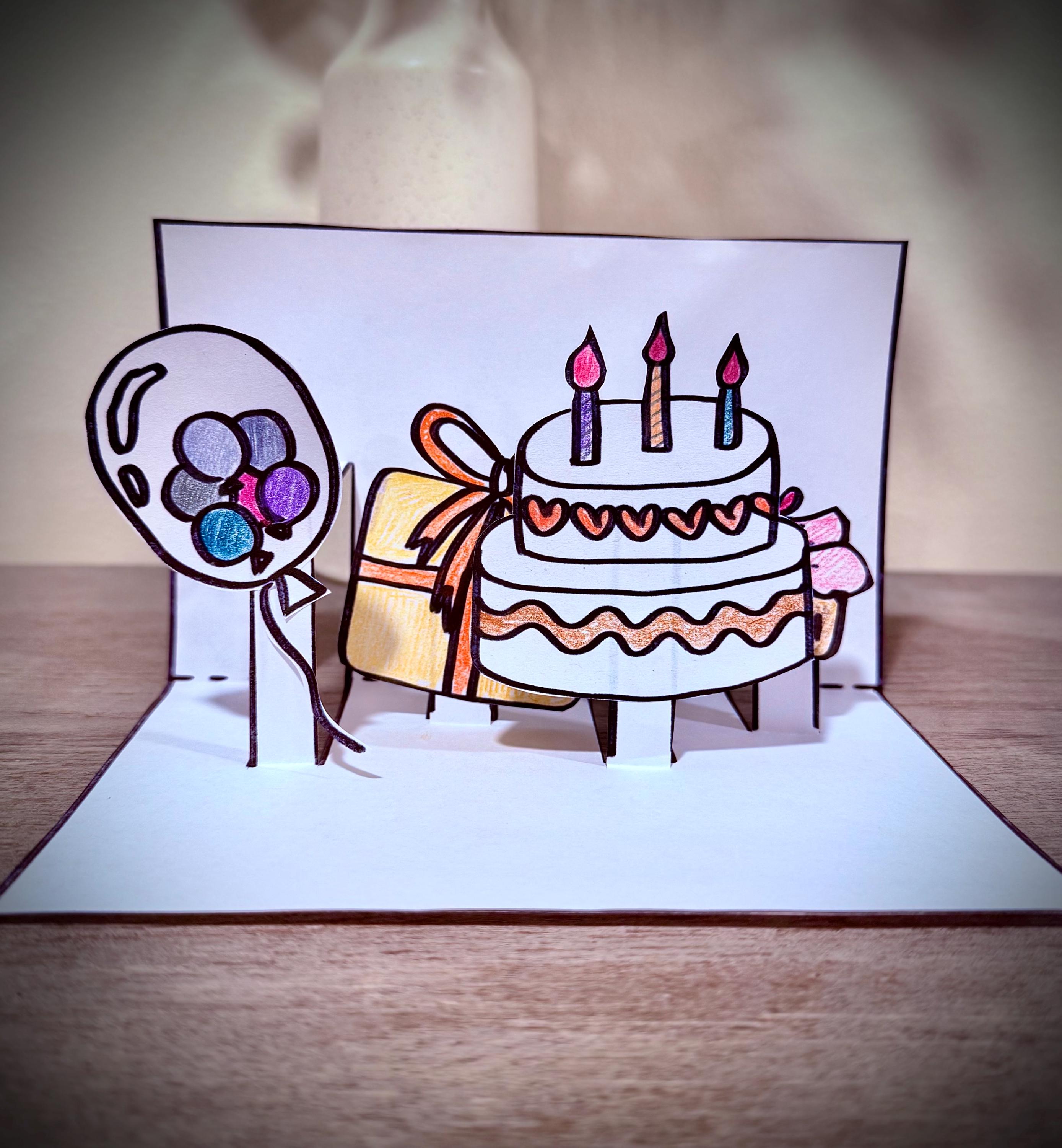 DIY Pop-up Birthday Card Coloring Pages – Printable Paper Craft ...