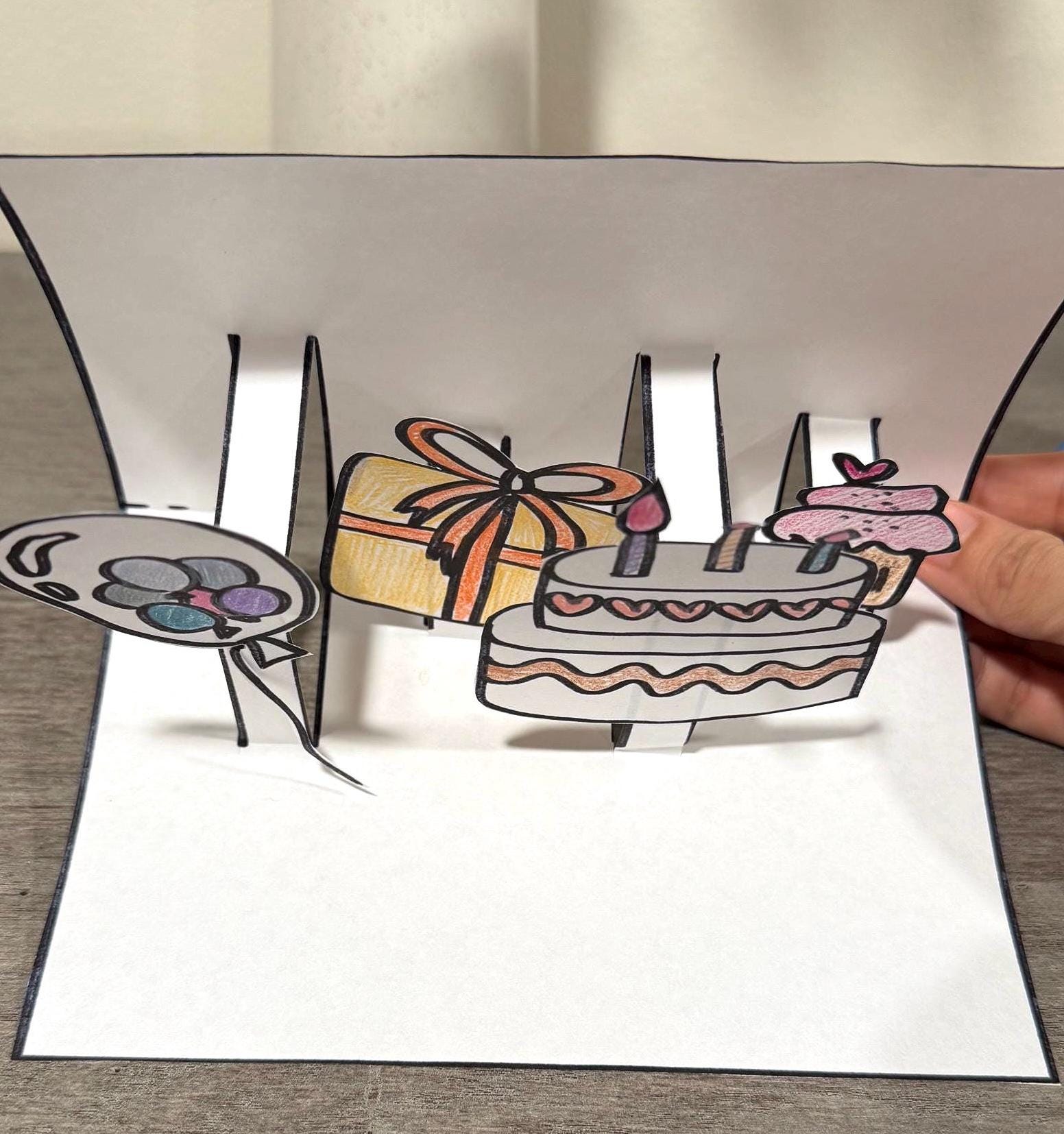 DIY Pop-up Birthday Card Coloring Pages – Printable Paper Craft ...