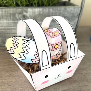 Build an Easter Basket & Eggs Craft Printable Coloring Page - Fun ...