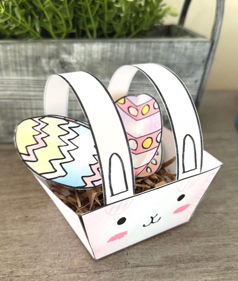 Build an Easter Basket & Eggs Craft Printable Coloring Page - Fun ...