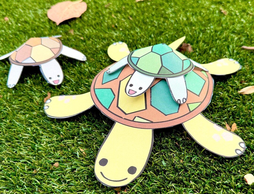 3D Paper Turtle Craft | Coloring Pages & Template (digital Download) - Etsy