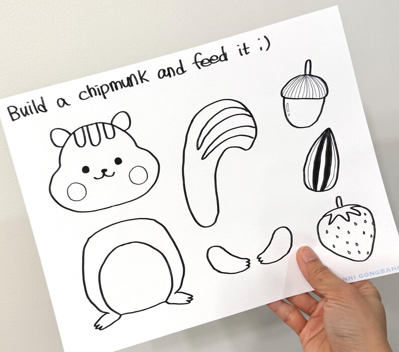 Chipmunk Coloring Page – Woodland Squirrel Craft Printable - Etsy