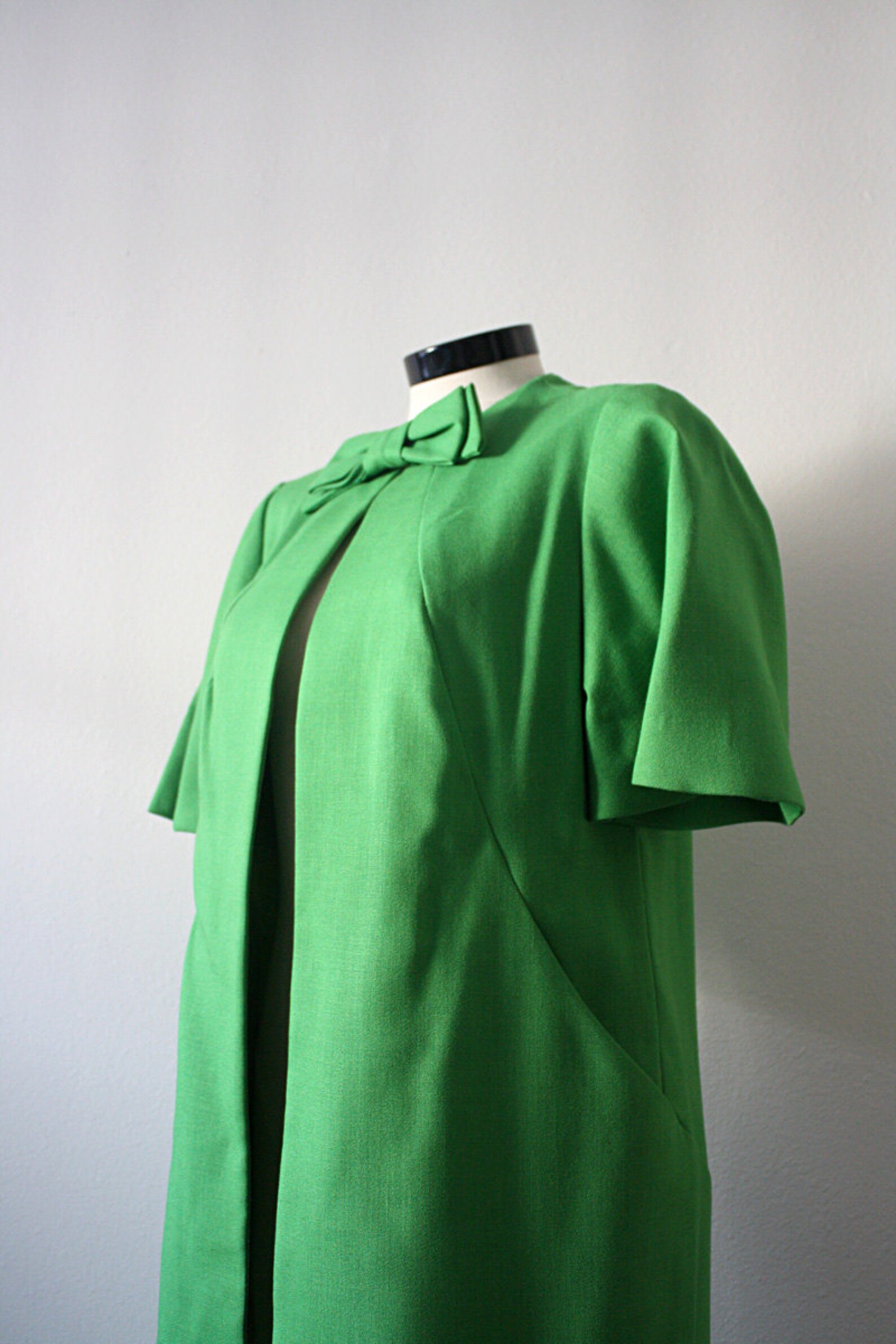 Vintage 60s Bow Overcoat Lime Green Opera Bow Jacket Short - Etsy