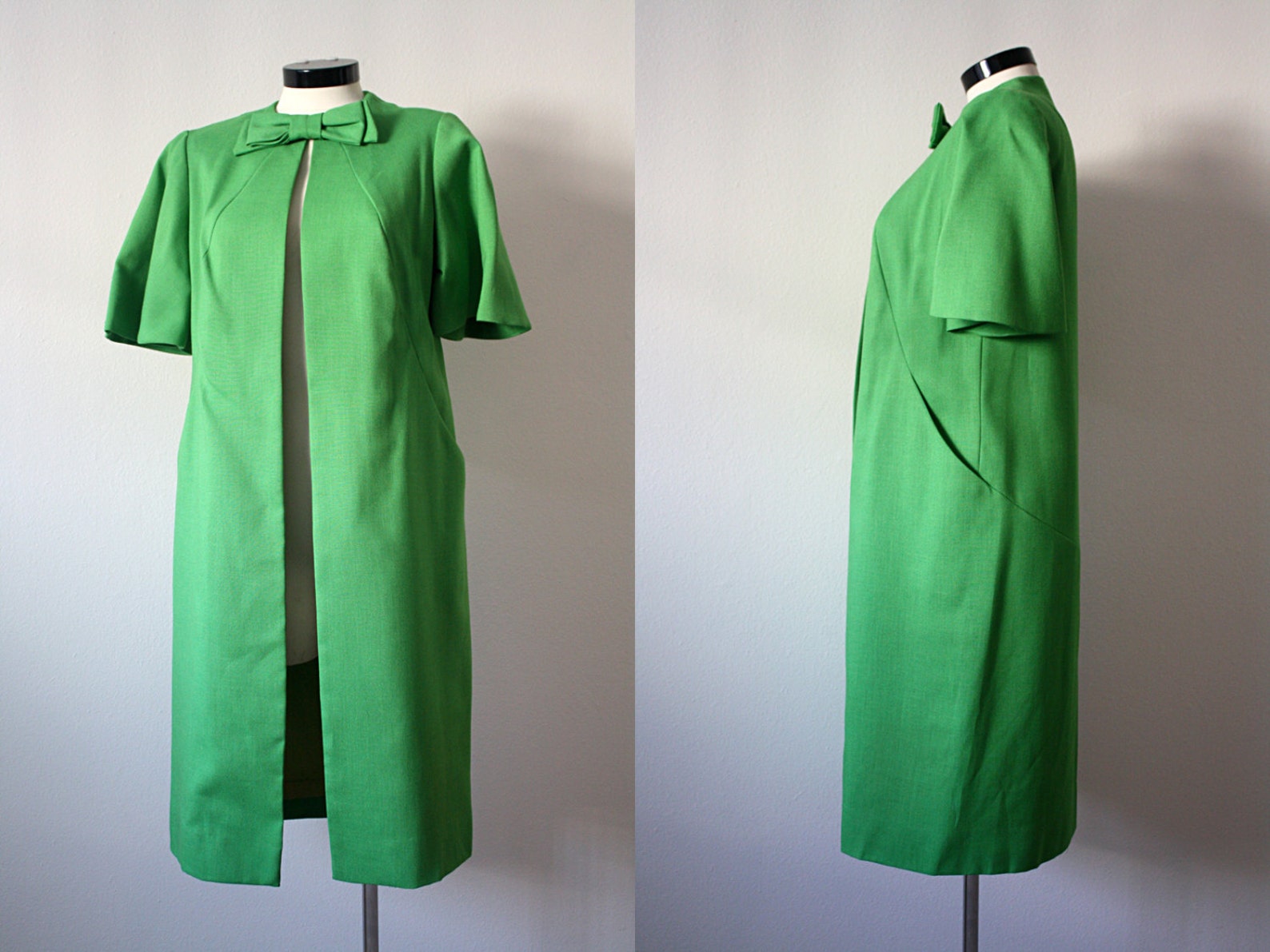 Vintage 60s Bow Overcoat Lime Green Opera Bow Jacket Short - Etsy