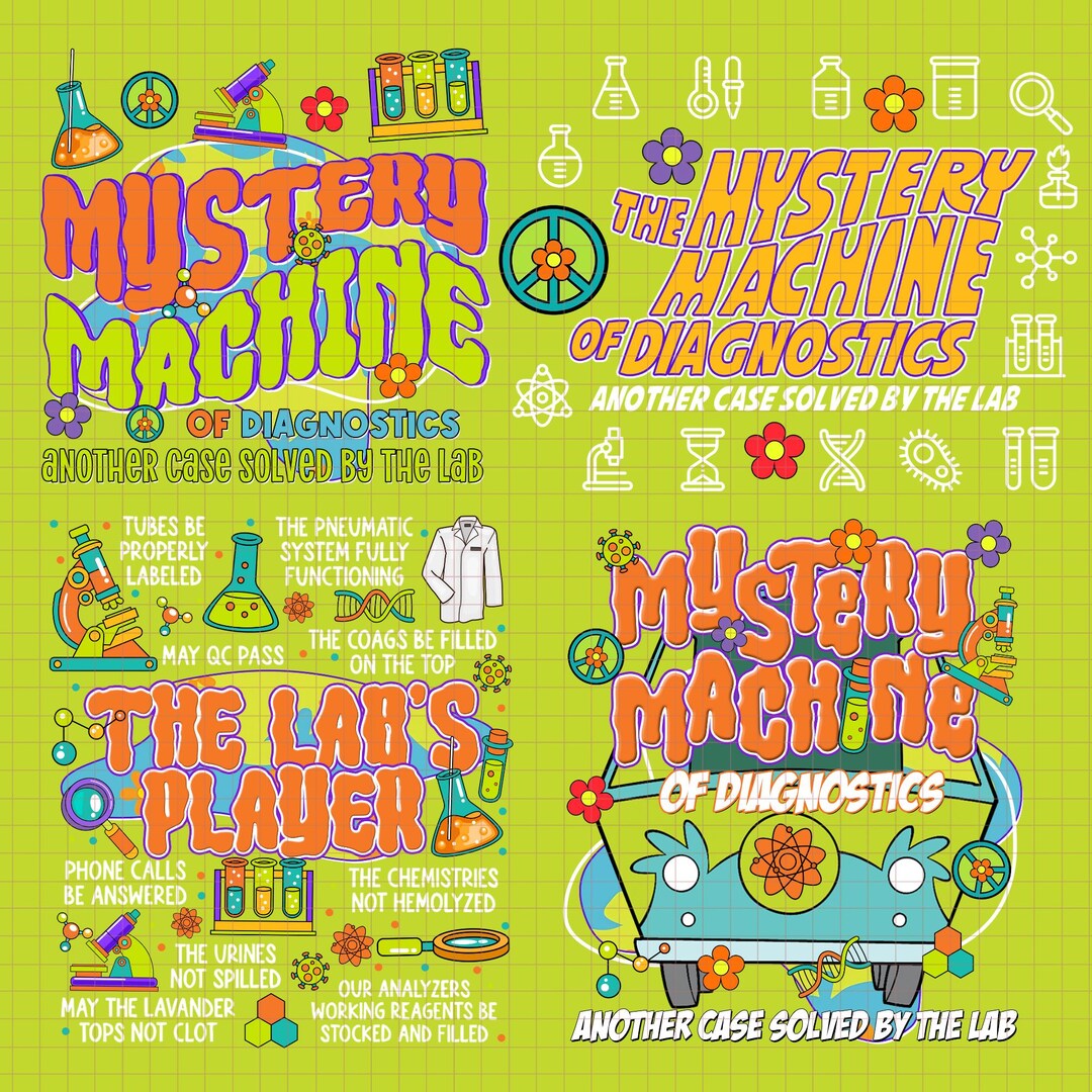 Mystery Machine of Diagnostics PNG Bundle – Funny Lab Week 2025 Clipart ...