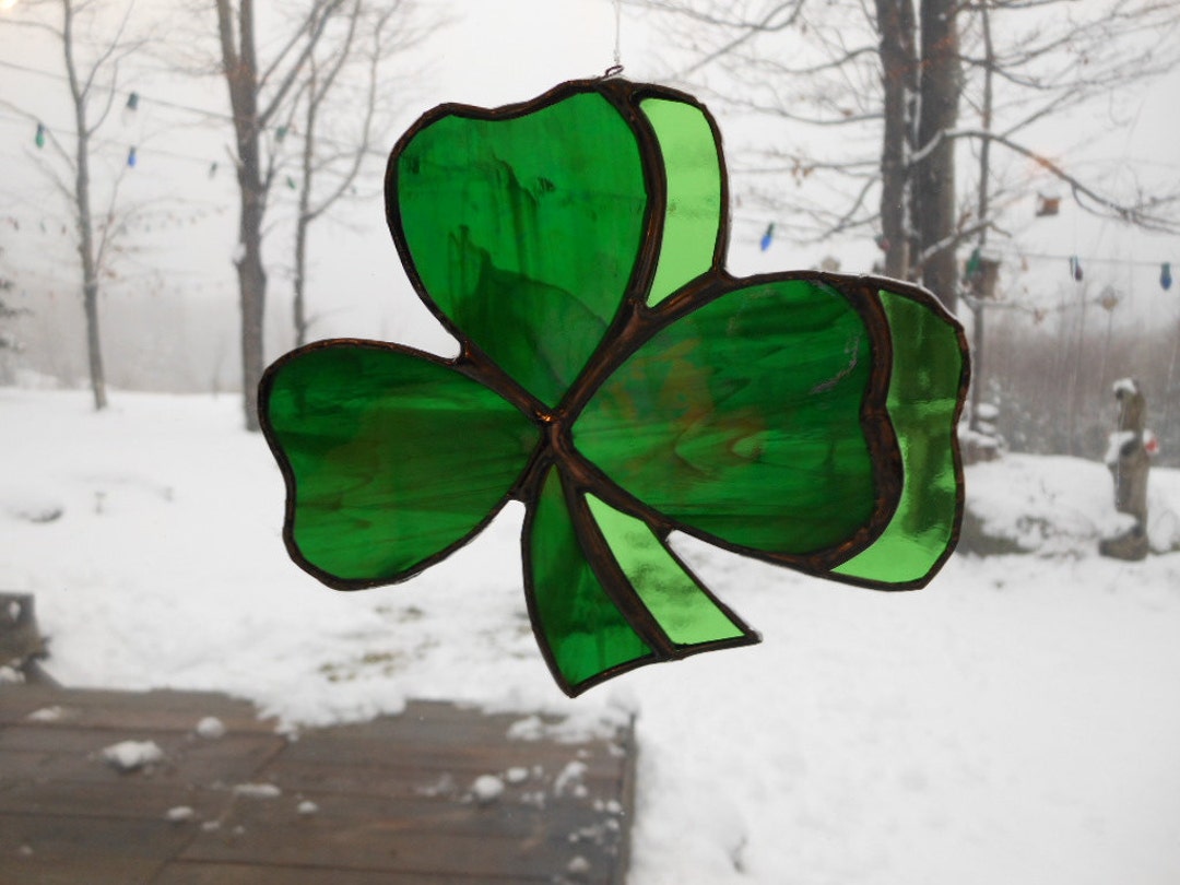 Large Shamrock Stained Glass Suncatcher - Etsy