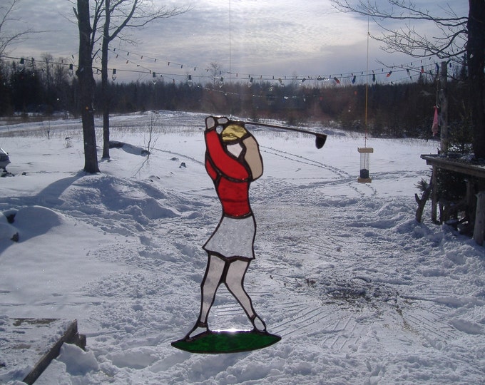 Female Golfer Stained Glass Suncatcher - Etsy